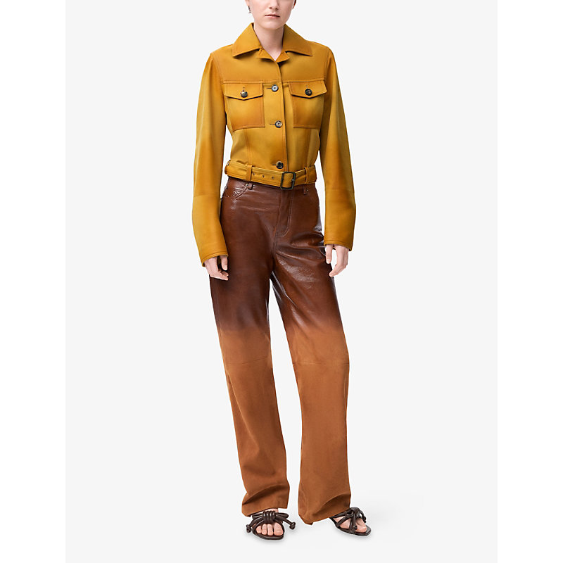 LOEWE Notched-Collar Cropped Leather Jacket